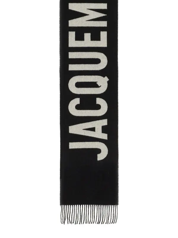 Jacquemus Sciarpa In Lana Con Frange E Logo