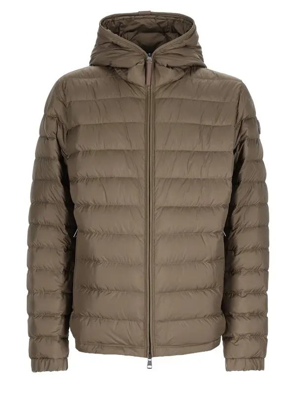 Moncler Piumino Corto "solienn" Con Cappuccio - Brown