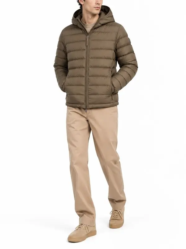 Moncler Piumino Corto "solienn" Con Cappuccio - Brown
