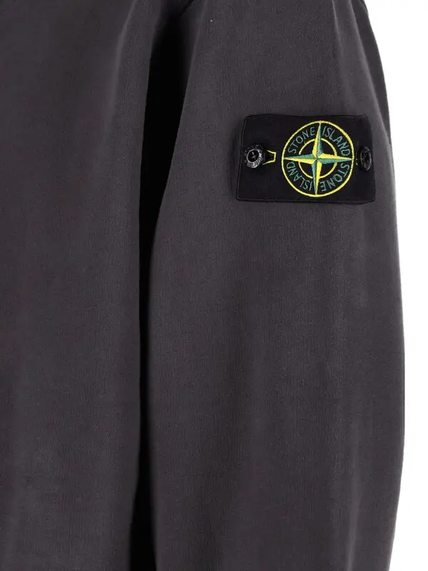 Stone Island Felpa Con Zip Corta E Patch Logo