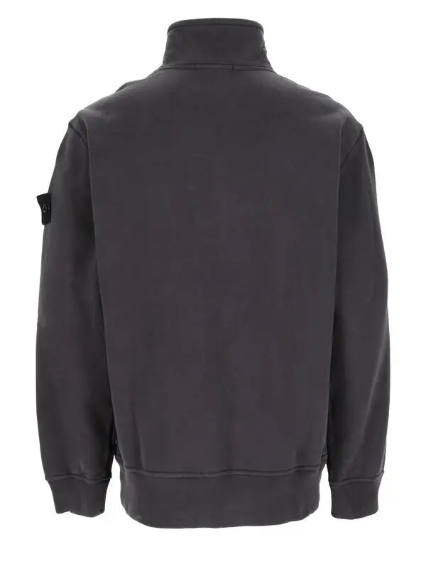Stone Island Felpa Con Zip Corta E Patch Logo