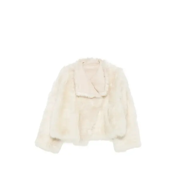 YVES SALOMON Neutrals Jackets Faux Fur & Shearling Jackets - Cream
