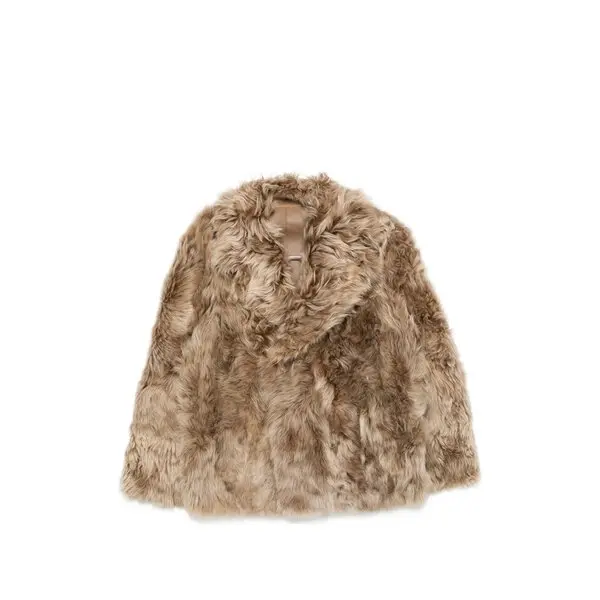 YVES SALOMON Neutrals Jackets Faux Fur & Shearling Jackets - Cream