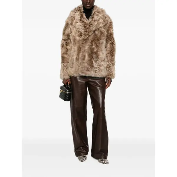 YVES SALOMON Neutrals Jackets Faux Fur & Shearling Jackets