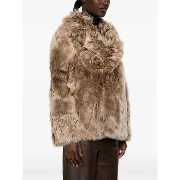YVES SALOMON Neutrals Jackets Faux Fur & Shearling Jackets