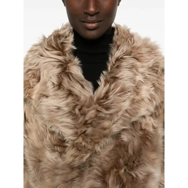 YVES SALOMON Neutrals Jackets Faux Fur & Shearling Jackets