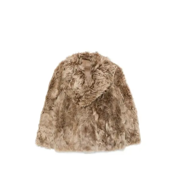 YVES SALOMON Neutrals Jackets Faux Fur & Shearling Jackets - Cream