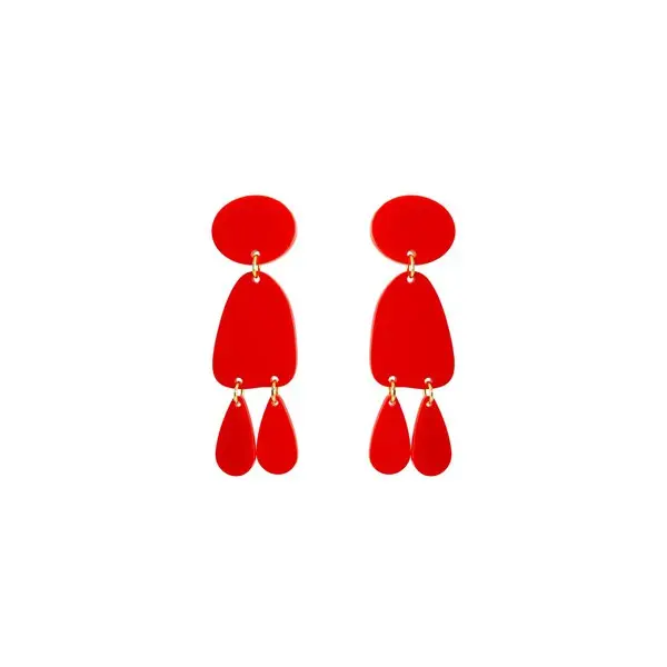 GISSA BICALHO Handmade Acrylic Earring Organic - Red
