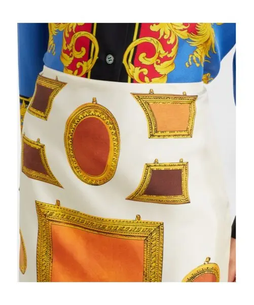 Versace Printed Silk Twill Pencil Skirt