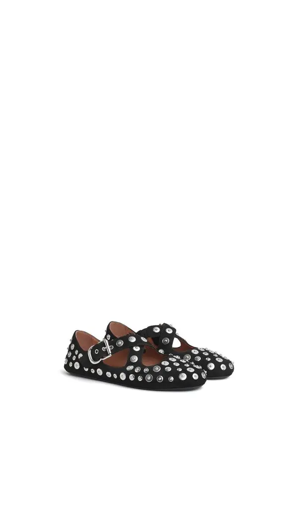 Alaïa Criss Cross Ballet Flats In Suede And Rivets