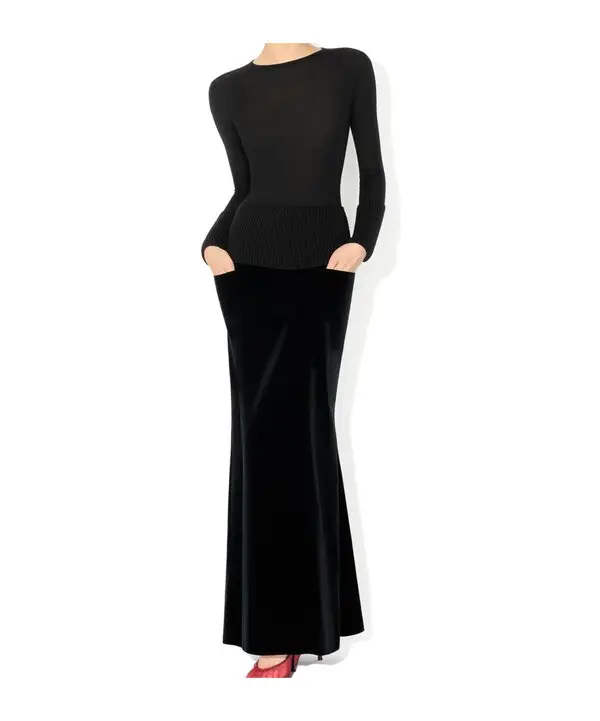 Alaïa Cotton Velvet Column Skirt