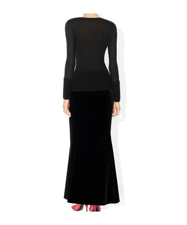 Alaïa Cotton Velvet Column Skirt