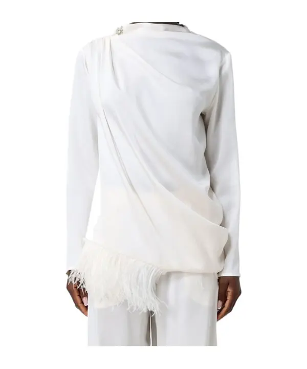 Fabiana Filippi Feather-trim Draped Top - No