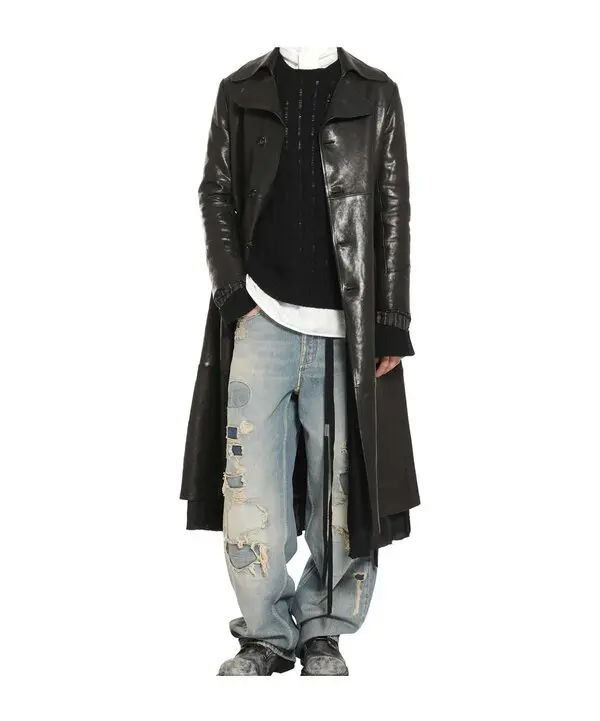 ANN DEMEULEMEESTER Tristan Cable Knit Ladder Stich Crew Neck Sweater