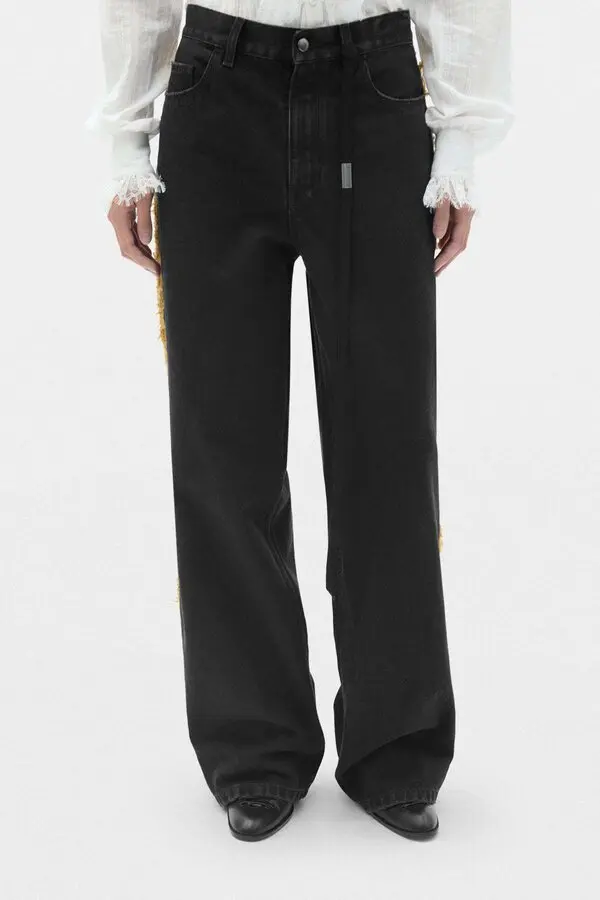 ANN DEMEULEMEESTER Annela 5-pockets Straight Leg Loose Trousers With Side Bands