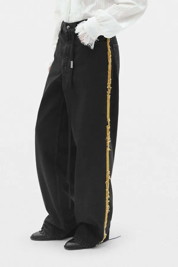 ANN DEMEULEMEESTER Annela 5-pockets Straight Leg Loose Trousers With Side Bands