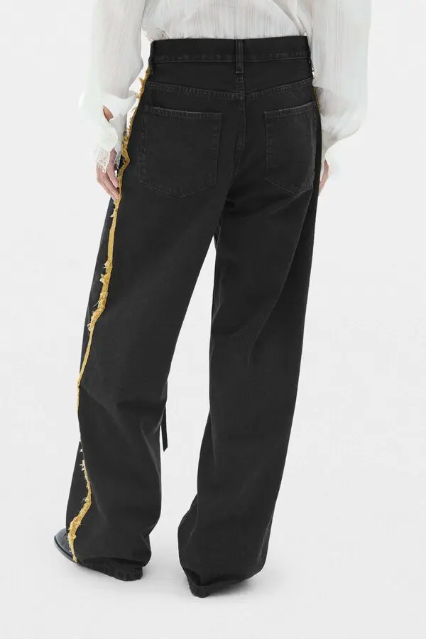 ANN DEMEULEMEESTER Annela 5-pockets Straight Leg Loose Trousers With Side Bands