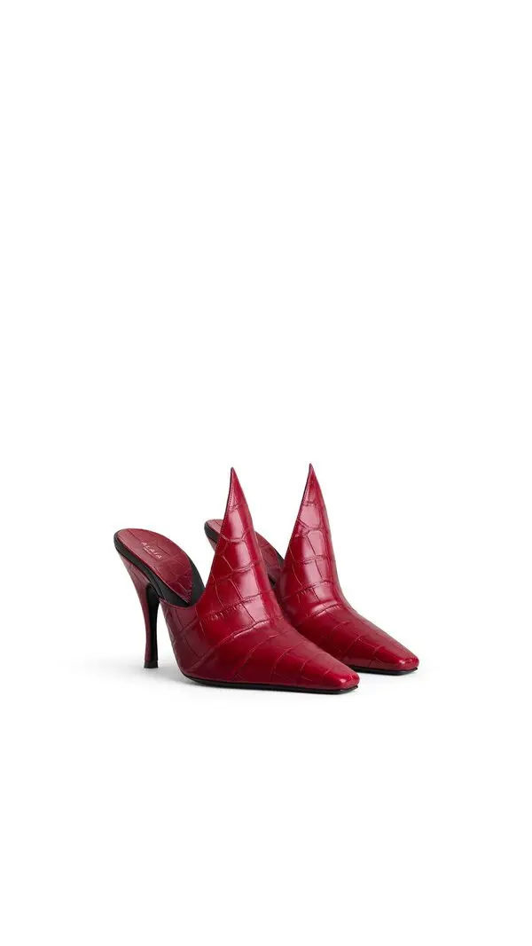 Alaïa Mules In Crocodile Embossed Calfskin