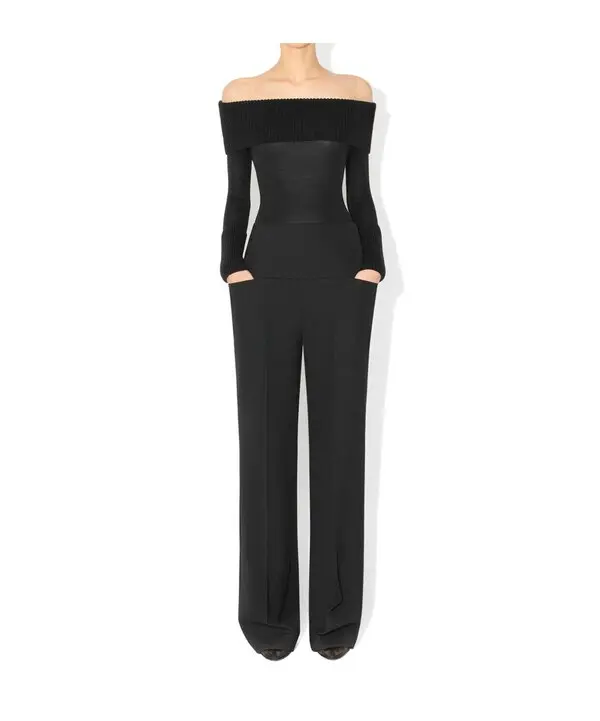 Alaïa Merino Off-shoulder Bodysuit