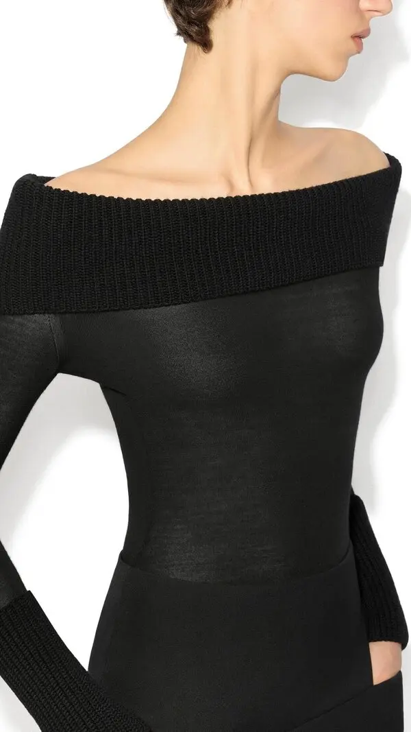 Alaïa Merino Off-shoulder Bodysuit