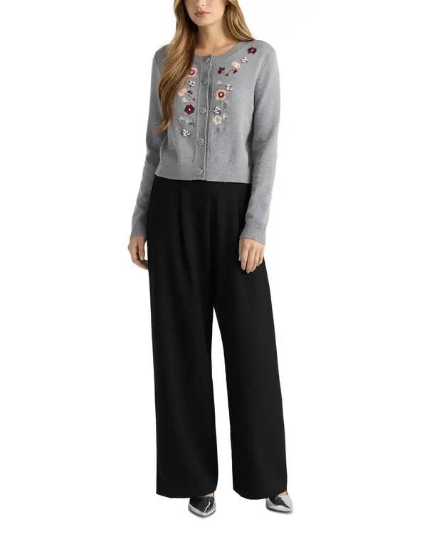 NVLT Embroidered Embellished Cardigan Sweater