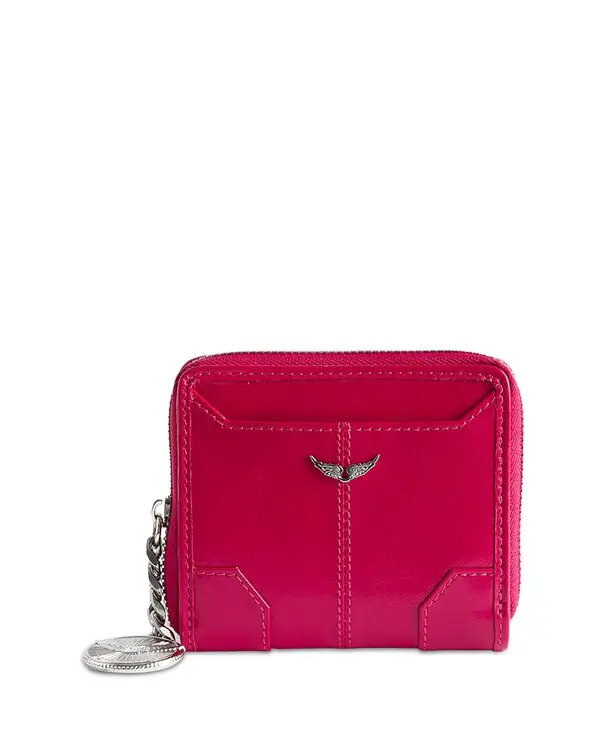 Zadig&Voltaire Sunny Mini Vintage Patent Leather Zip Wallet - Podium