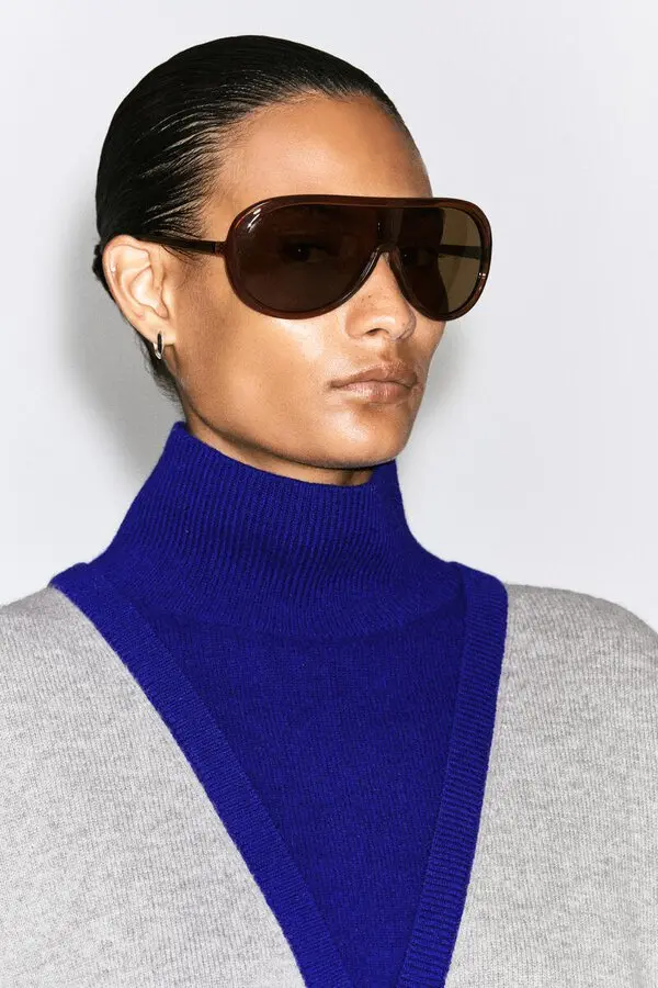 Cos Layered Mock-neck Merino Wool Sweater - Gray