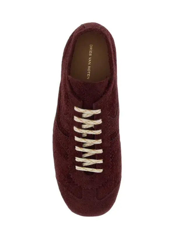 Dries Van Noten Burgundy Suede Sneakers