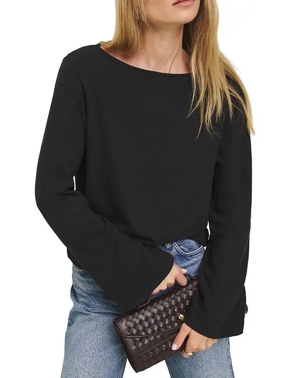 REFORMATION Eternity Boat Neck Knit Top - Black