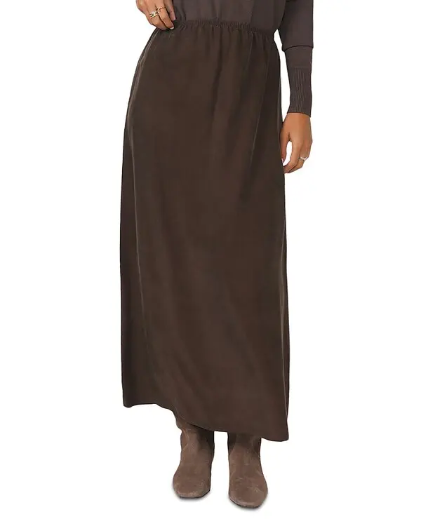 POINT Brushed A Line Maxi Skirt - Chocolate