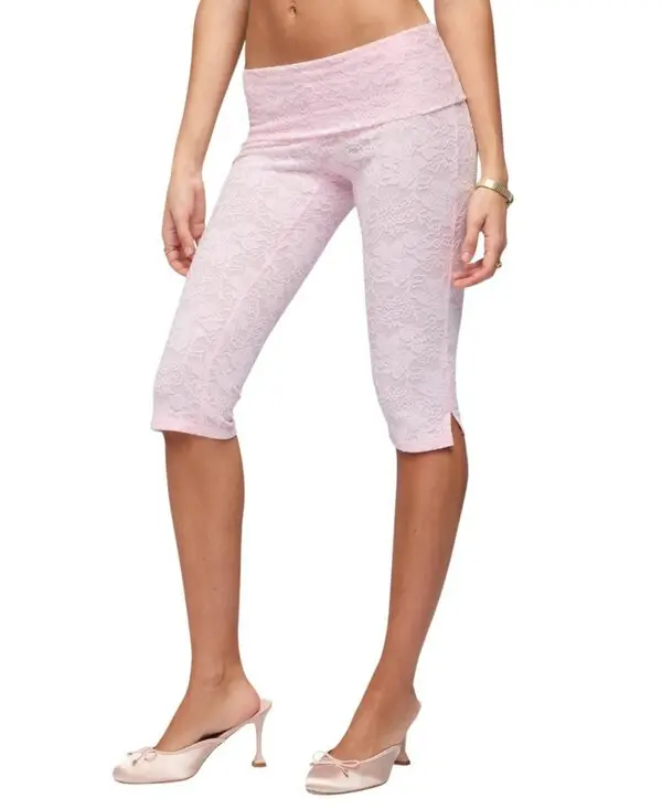 EDIKTED Talisa Foldover Lace Capri Leggings