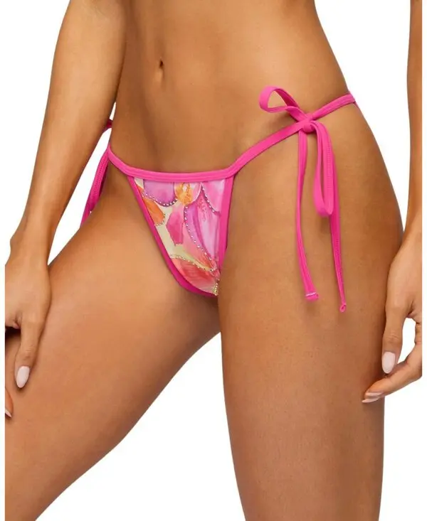 EDIKTED Hanai Floral Rhinstone String Bikini Bottom