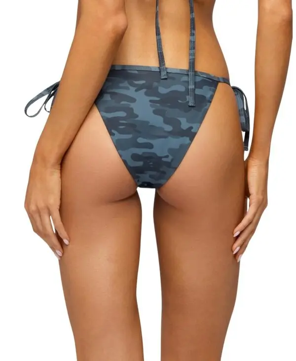 EDIKTED Aviah Ruffle Camo String Bikini Bottom
