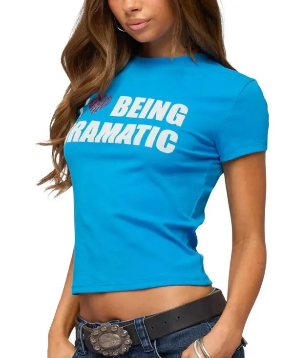 EDIKTED Drama Queen Rhinestone T Shirt