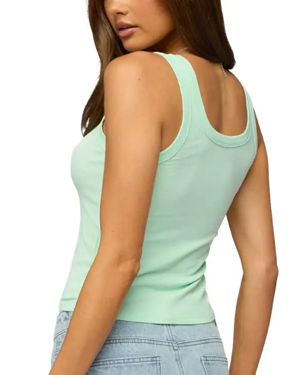 EDIKTED Star Rhinestone Ribbed Tank Top