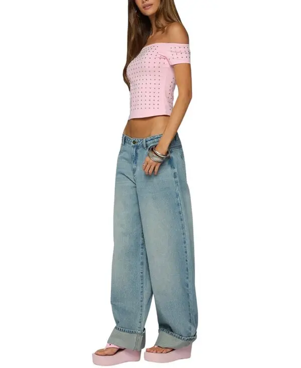 EDIKTED Mack Studded Off Shoulder Top