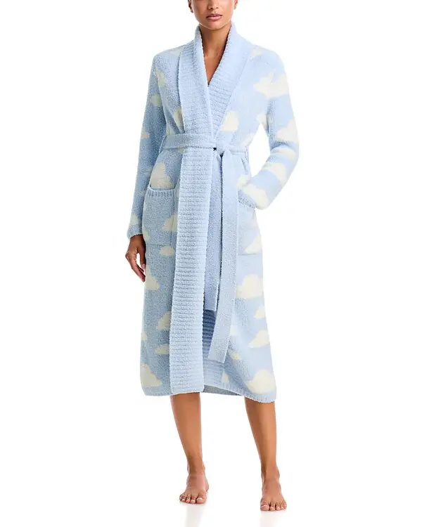 525 America Jacquard Full Length Tie Waist Robe - Cloud Print
