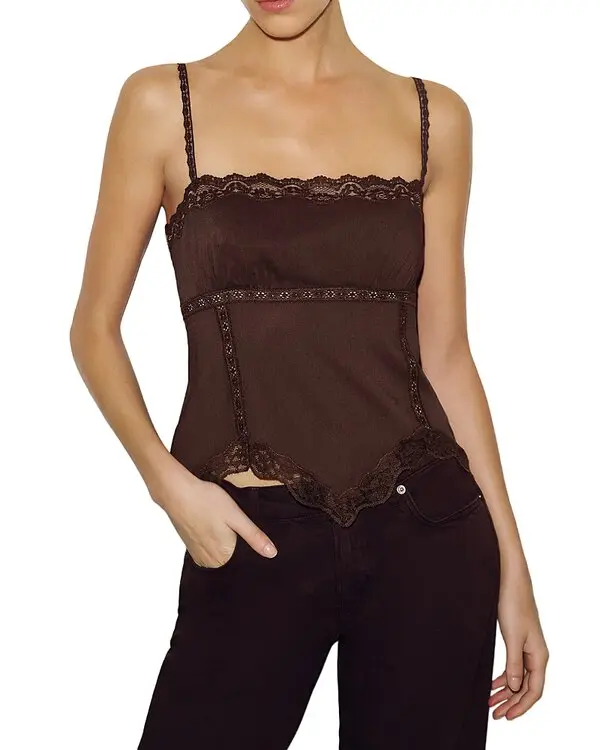 REFORMATION Apricot Lace Inset Top - Cafe