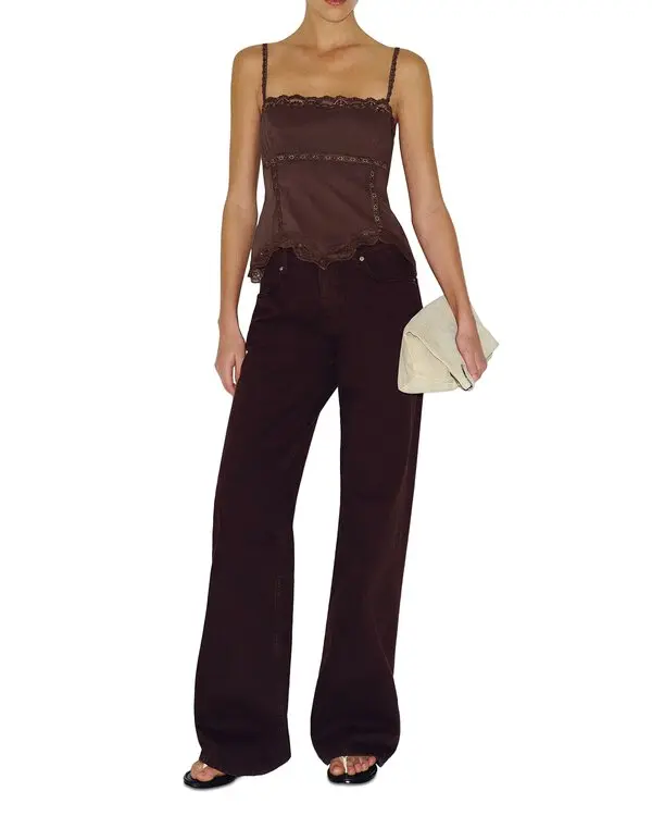 REFORMATION Apricot Lace Inset Top - Cafe