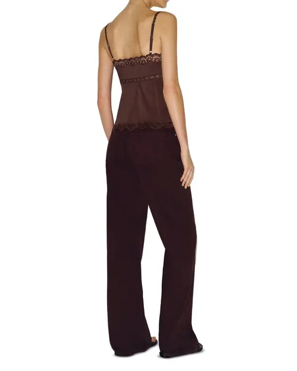 REFORMATION Apricot Lace Inset Top - Cafe