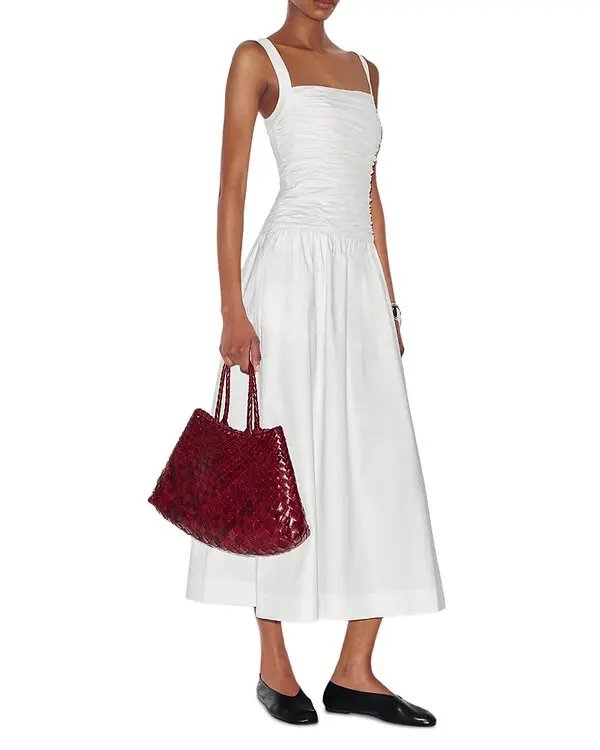 REFORMATION Nesta Cotton-blend Square Neck Dress - White