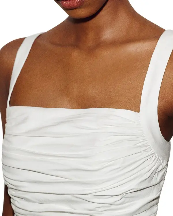REFORMATION Nesta Cotton-blend Square Neck Dress - White