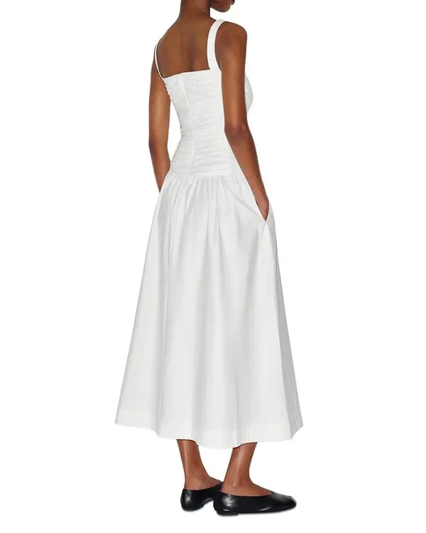 REFORMATION Nesta Cotton-blend Square Neck Dress - White