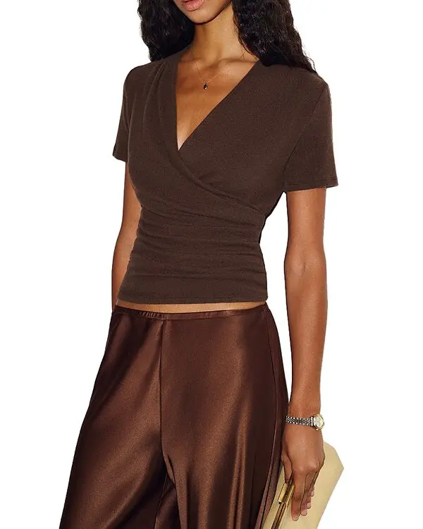 REFORMATION Larah Surplice Neck Knit Top