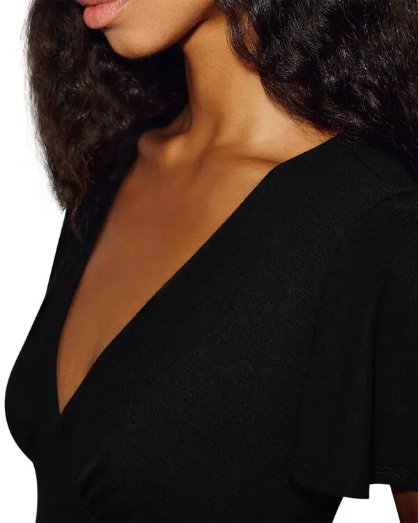 REFORMATION Cosette Knit Flutter Sleeve Top - Black