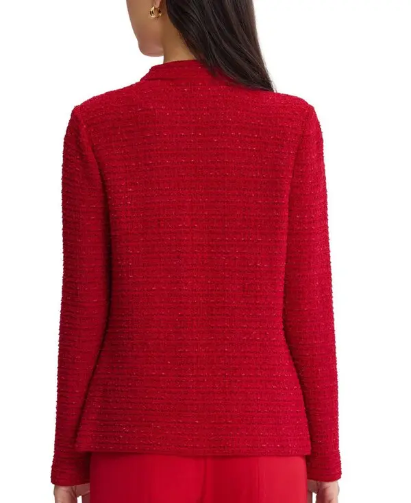 Ming Wang Tonal Eyelash Tweed Knit Jacket - Holiday