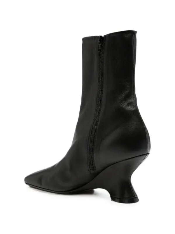Dries Van Noten Leather Heeled Ankle Boots - Black