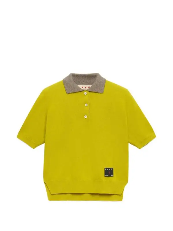 Marni Yellow Cashmere Polo Shirt With Contrasting Collar - Multicolor