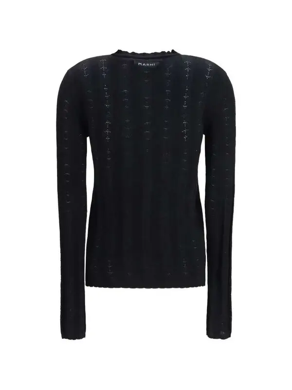 Marni Textured Knit Cardigan With Bow Detail - Black