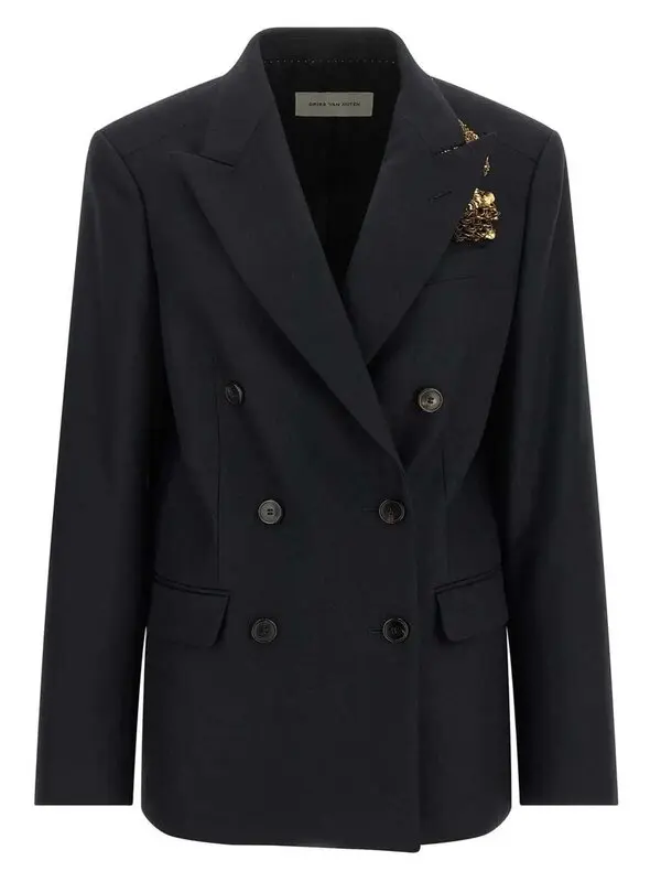 Dries Van Noten Embroidered Double-breasted Blazer - Blue
